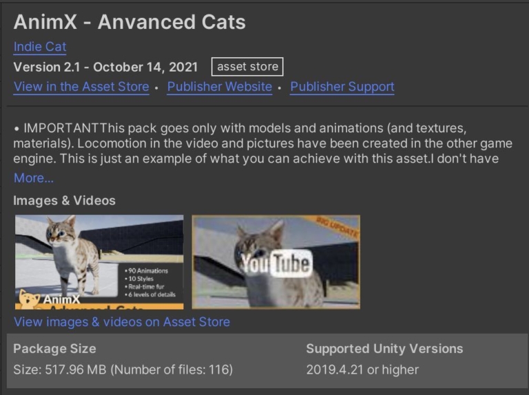 【Unity-Asset】Fully Animated Cats の紹介 | くものす
